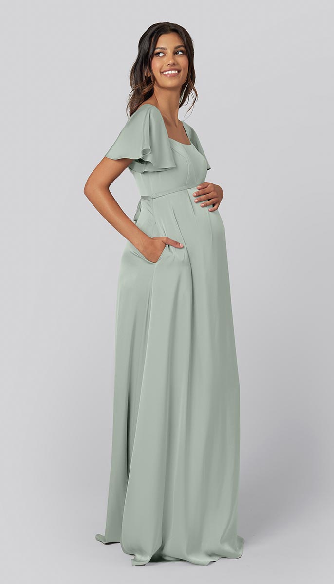 Kennedy Blue Robin Satin Maternity Bridesmaid Dress | The Wedding Shoppe
