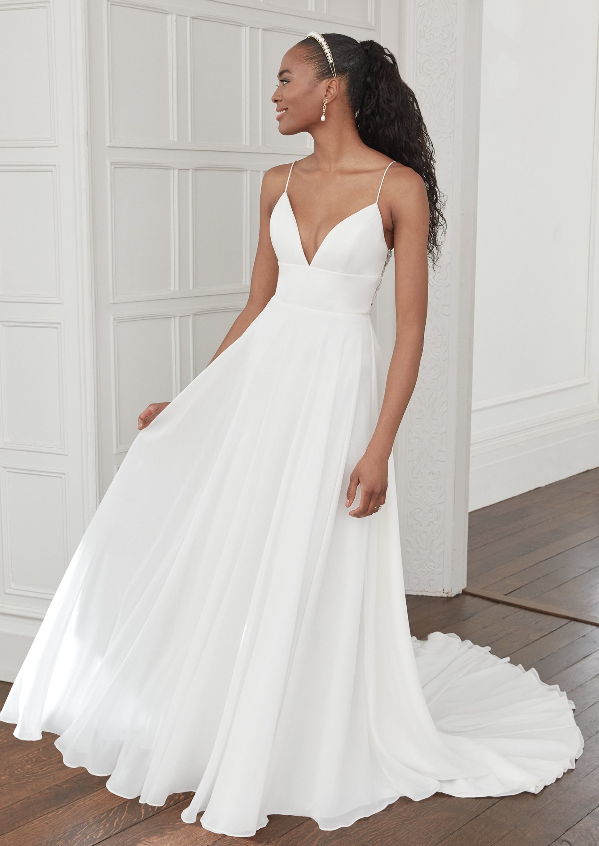 Simple A Line Wedding Dress With Straps
